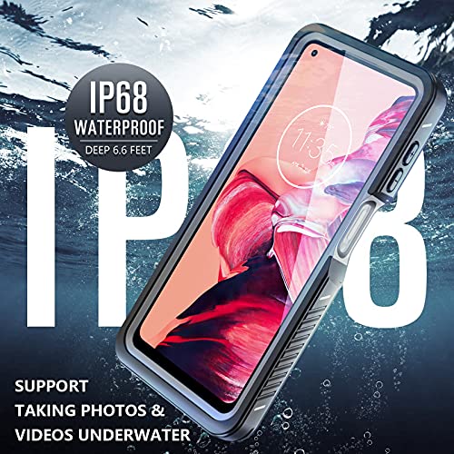 ANTSHARE for Motorola Moto G Power 2021 Case Waterproof, Built in Screen Protector 360° Full Body Heavy Duty Protective Shockproof IP68 Underwater Case for Moto G Power 2021 6.6inch Black