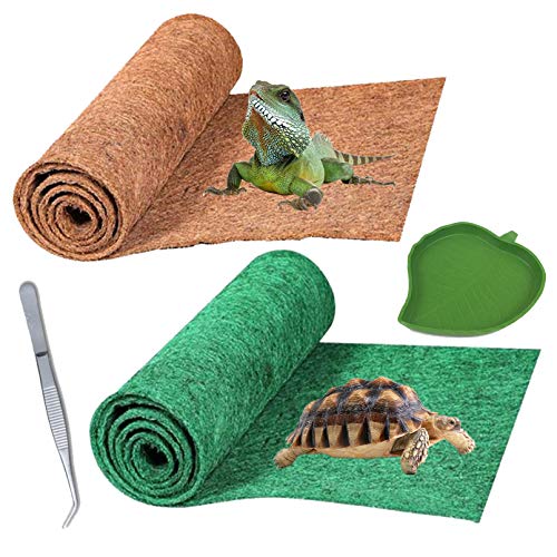 PINVNBY Reptile Carpet Pet Terrarium Liner Reptiles Cage Mat Supplies for Bearded Dragon Lizard Tortoise Leopard Gecko Snake(2 PCS)