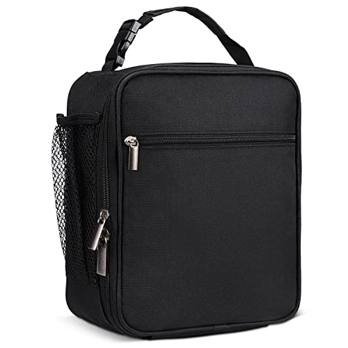 Insulated Lunch Box for Men & Women Adult- Cooler bag - Back to School Supplies- Portable Insulated Lunch Bag Small Lunchbox Lunch Container for Water Bottle Office School Work Picnic Hiking (Black)