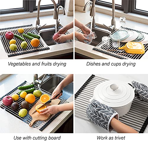 Damita Roll Up Dish Drying Rack Over The Sink Foldable Multipurpose Sink Dish Drying Racks (17.3" x 13" )