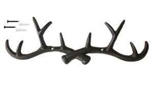 realideas vintage cast iron deer antlers wall coat hooks- farmhouse chic metal hanger coat rack key holder jewellery display rack bathroom towels rack hooks(with screws)