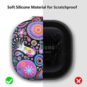 AIRSPO Floral Print Silicone Case Compatible with Samsung Galaxy Buds 2 Case (2021) / Galaxy Buds Pro Case (2021) / Galaxy Buds Live Case (2020) (Bohemian)