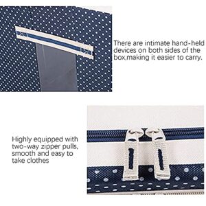 CEGAR Oxford Fabric Storage Box, Stackable Storage Bag Organizers, Double Zipper Folding Holder Container Organizer with Steel Frame for Clothes Bed Sheets Blanket (Blue-72L-2)