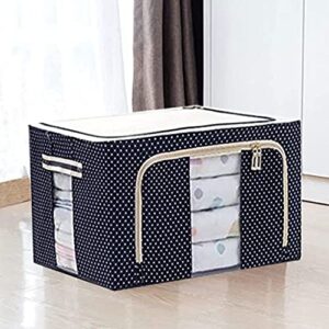 CEGAR Oxford Fabric Storage Box, Stackable Storage Bag Organizers, Double Zipper Folding Holder Container Organizer with Steel Frame for Clothes Bed Sheets Blanket (Blue-72L-2)