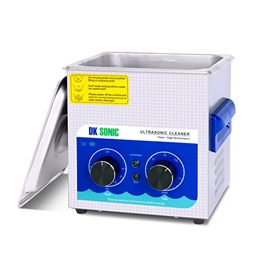 DK SONIC Ultrasonic Cleaner with Heater and Basket for Coins,Small Metal Parts,Record,Circuit Board,Daily Necessaries,Lab Tools,etc(2.1L, 110V)