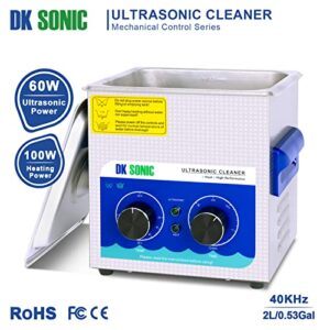 DK SONIC Ultrasonic Cleaner with Heater and Basket for Coins,Small Metal Parts,Record,Circuit Board,Daily Necessaries,Lab Tools,etc(2.1L, 110V)