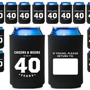 Generic Happy Birthday and Wedding Anniversary Insulated Can Beverage Sleeve Coolers for Beer, Water, Soda - 13 Pack (40th Birthday)