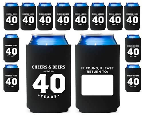 Generic Happy Birthday and Wedding Anniversary Insulated Can Beverage Sleeve Coolers for Beer, Water, Soda - 13 Pack (40th Birthday)