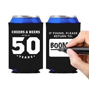 happy birthday and wedding anniversary insulated can beverage sleeve coolers for beer, water, soda - 13 pack (50th birthday)