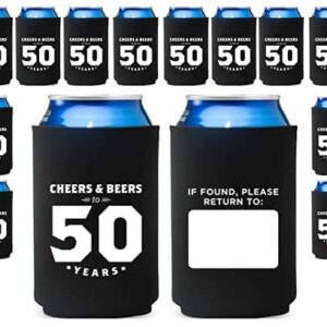 Happy Birthday and Wedding Anniversary Insulated Can Beverage Sleeve Coolers for Beer, Water, Soda - 13 Pack (50th Birthday)