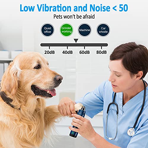 Casfuy Dog Nail Grinder with 2 LED Light for Large Medium Small Dogs - 3X More Powerful 2-Speed Electric Pet Nail Trimmer Rechargeable Quiet Painless Paws Grooming & Smoothing Tool (Dark Blue)