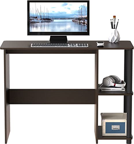 SHW Cyrus Home Office Desk with Shelves, Espresso