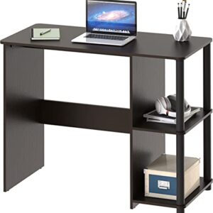 SHW Cyrus Home Office Desk with Shelves, Espresso