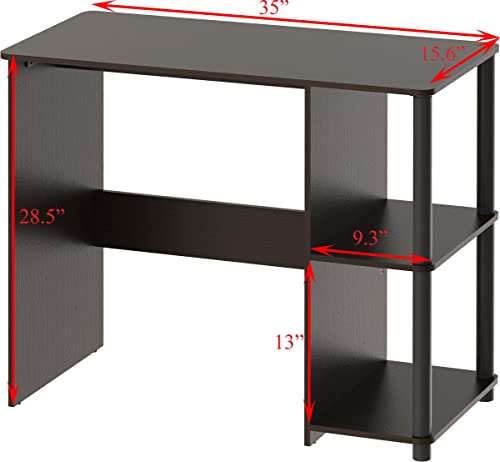 SHW Cyrus Home Office Desk with Shelves, Espresso