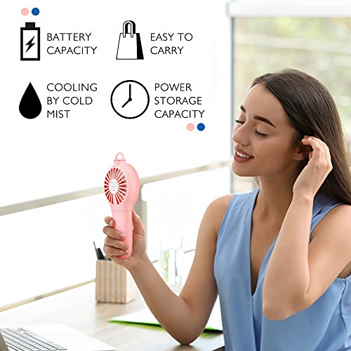 Mudder 2 Pieces Portable Misting Fan Handheld Mini Misting Fan Facial Steamer Fan Rechargeable Battery Operated Fan with Water Tank for Travel, Camping, Outdoors