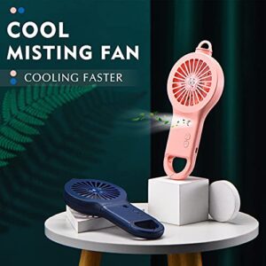 Mudder 2 Pieces Portable Misting Fan Handheld Mini Misting Fan Facial Steamer Fan Rechargeable Battery Operated Fan with Water Tank for Travel, Camping, Outdoors