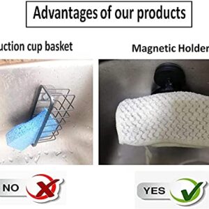 Pmsanzay Magnetic Sponge Holder, Adjustable Kitchen Sink Caddy Organizer Dish Cloth Storage Hook for Kitchen Accessories - No Drilling