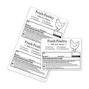 poultry freezer labels,4x3 inch with safe handling instructions exemption,50pcs