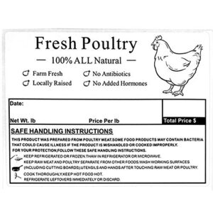 Poultry Freezer Labels,4x3 Inch with Safe Handling Instructions Exemption,50Pcs