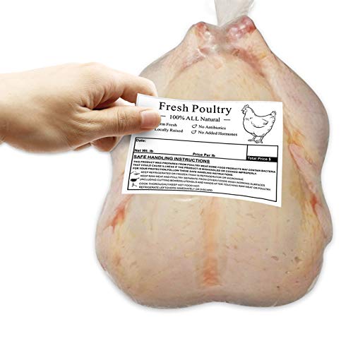 Poultry Freezer Labels,4x3 Inch with Safe Handling Instructions Exemption,50Pcs