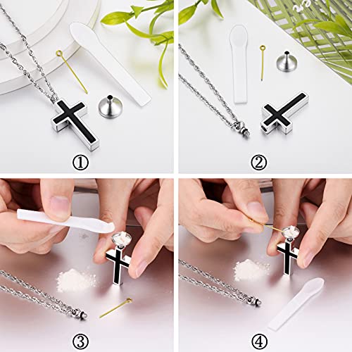 SOITIS Cross Ashes Necklace Urn Necklace for Human Ashes Cremation Necklace for Ashes Stainless Steel Urn Necklaces