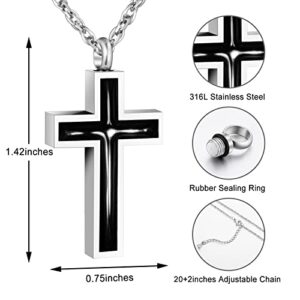 SOITIS Cross Ashes Necklace Urn Necklace for Human Ashes Cremation Necklace for Ashes Stainless Steel Urn Necklaces