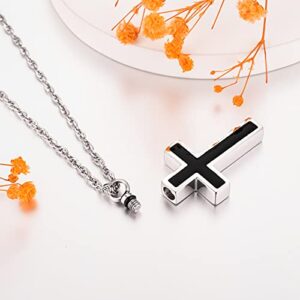 SOITIS Cross Ashes Necklace Urn Necklace for Human Ashes Cremation Necklace for Ashes Stainless Steel Urn Necklaces