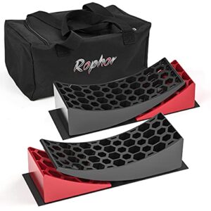 rophor camper levelers, rv leveling blocks ramps kit for travel trailer, include two curved levelers, two chocks, two anti-slip mats and carrying bag, up to 35,000 lbs