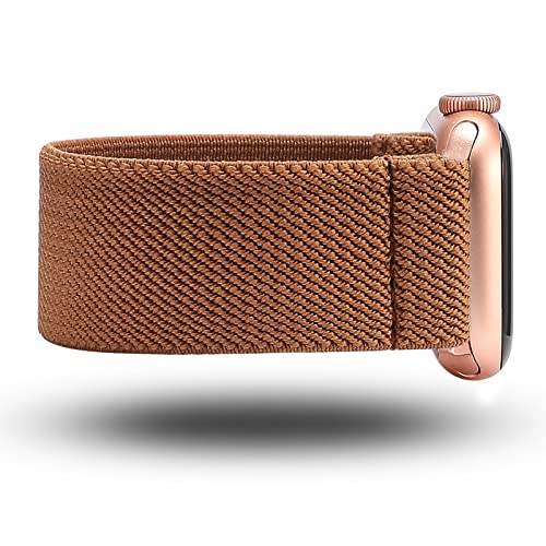 TOYOUTHS Elastic Band Compatible with Apple Watch Band Scrunchies Stretchy Solo Loop 41mm/40mm/38mm Soft Nylon Strap Replacement Wristband for iWatch Series 8/7/SE/6/5/4/3/2/1, Brown, XS