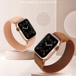 TOYOUTHS Elastic Band Compatible with Apple Watch Band Scrunchies Stretchy Solo Loop 41mm/40mm/38mm Soft Nylon Strap Replacement Wristband for iWatch Series 8/7/SE/6/5/4/3/2/1, Brown, XS