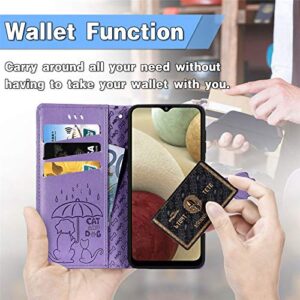 CCSmall Samsung Galaxy S21 FE (Not S21) Crossbody Cell Phone Wallet Case,Cute Cat Dog Cartoon Style Flip with Removable Lanyard Strap with Card Holde Cover for Samsung Galaxy S21 FE MGG Purple