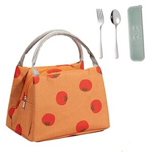 markar insulated lunch bag for women and men,,reusable meal prep lunch box for work,adult portable tote lunchbox with comfortable handle belt,orange