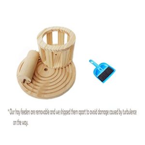 Tfwadmx Rabbit Wooden Hay Feeder Guinea Pig Hay Holder Bunny Less Wasted Food Dispenser with Cleaning Set for Chinchilla Hamster Ferret Small Animals