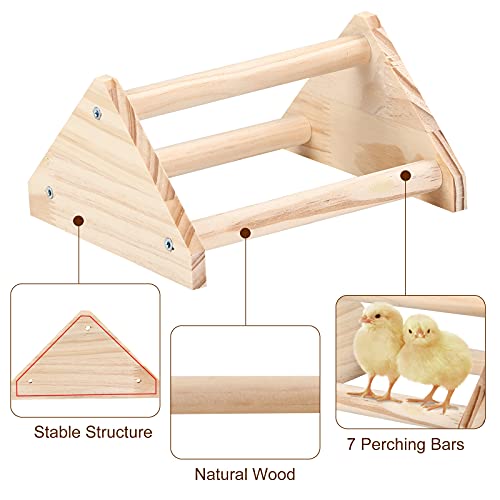 GINTUTO Chicken Perch Strong Pine Wooden Chick Jungle Gym Roosting Bar, Chick Perch Toys for Coop and Brooder for Large Bird Baby Chicks Parrot (Small)