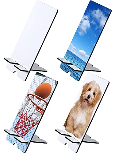 Frienda 4 Pieces Sublimation Blank Cell Phone Stand Holder Sublimation Phone Holders Sublimation Desktop Phone Holder for Home Office