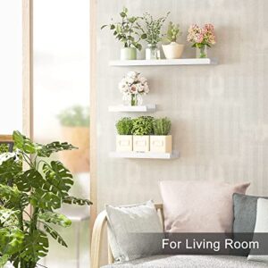 Alsonerbay White Floating Shelves Wall Mounted Set of 3, 23.6 Inch Rustic Wood Wall Shelves for Storage and Display for Bedroom Living Room Bathroom Kitchen Office and More