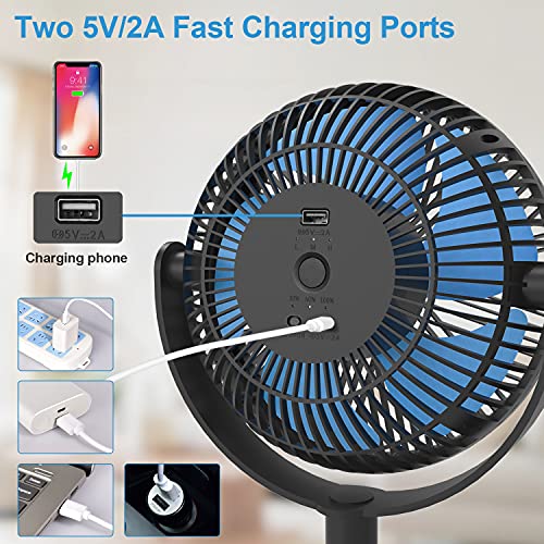 GagetElec 8-Inch Clip On Fan 10000mAh Rechargeable Desk Fan Battery Operated Portable Fan with 4 Speeds Fast Air Circulating Stroller Fan USB Personal Fan for Home Office and Outdoor