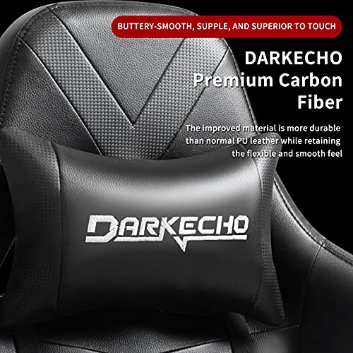 Darkecho Gaming Chair Office Chair with Footrest Massage Racing Computer Ergonomic Chair Leather Reclining Desk Chair Adjustable Armrest High Back Gamer Chair with Headrest and Lumbar Support Black