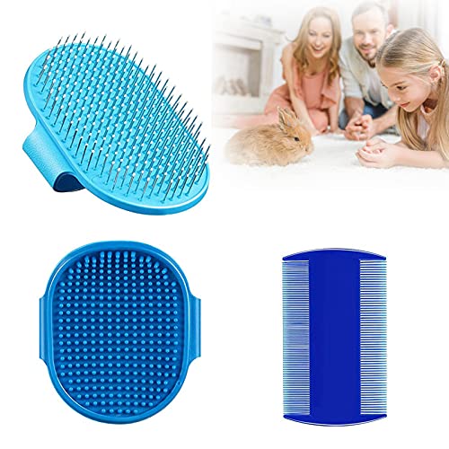 NA 3Pcs Rabbit Brush, Guinea Pig Grooming Kit, Rabbit Grooming Kit, Adjustable Ring Handle and Double-Sided Pet Comb, Guinea Pig Shampoo for Rabbit, Hamster, Bunny and Guinea Pig