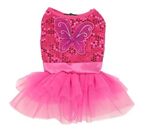 pawpatu hot pink sequin butterfly costume dress for dogs