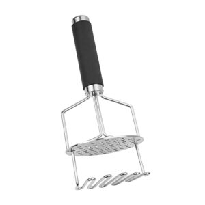 kufung potato masher stainless steel, potato smasher metal wire utensil for best mash for bean, avocado, egg, mini mashed potatoe, banana & other food (2-layers (round holes 2), silver)