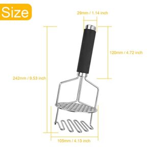 KUFUNG Potato Masher Stainless Steel, Potato Smasher Metal Wire Utensil for Best Mash for Bean, Avocado, Egg, Mini Mashed Potatoe, Banana & Other Food (2-Layers (Round holes 2), Silver)