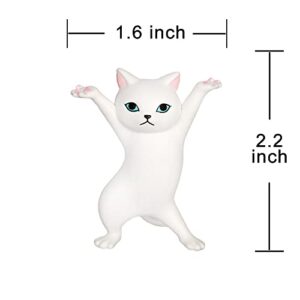 Cute Stuff Home Decor Fun Kitty Decoration for Desk Shelf Magnetic Dance Cat Airpod Holder Headphone Earbuds Holder for Apple AirPods 1& 2 3 Pro, Unique Birthday Bday Gifts Ideas (White)