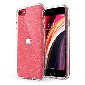 ulak compatible with iphone se 3 2022 case, iphone se 2020 case, clear glitter soft tpu cover shockproof protective phone case compatible with iphone se 2nd 3rd/iphone 7/iphone 8 4.7 inch clear