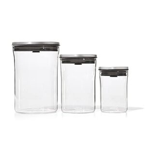 oxo 3 piece food storage pop glass container set - 0.6, 1.5, and 3.3 quart