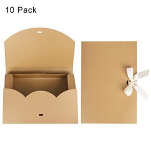 PENINSULA LOVE 10Pack Present Box with Ribbon Bowknot Kraft Paper Gift Bag Underwear Necklace Box Scarf Bag for Wedding Party Valentines Day