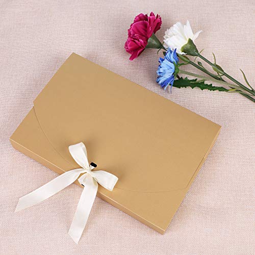 PENINSULA LOVE 10Pack Present Box with Ribbon Bowknot Kraft Paper Gift Bag Underwear Necklace Box Scarf Bag for Wedding Party Valentines Day