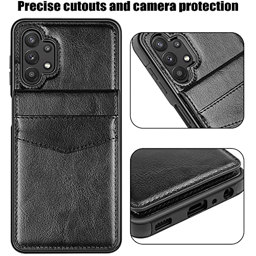 LakiBeibi Galaxy A32 5G Case, Dual Layer Lightweight Premium Leather Galaxy A32 5G Case Wallet with Card Holders Magnetic Lock Flip Protective Phone Case for Samsung Galaxy A32 5G (2021), Black