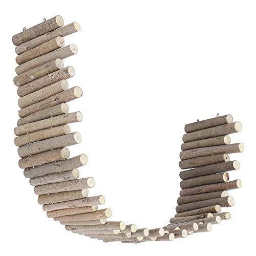 Zerodis Hamster Toys, Flexible Hamster Wooden Bridge Door Fence Hamster Chew Toys Decor Standing Climbing Platform for Mice Gerbil Chinchilla Small Animals Chew Toys(11.8in)