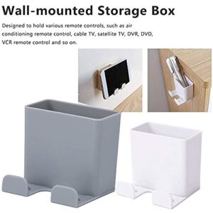 2 Pack Wall Mount Phone Holders, Phone Holder for Wall Adhesive Cell Phone Smartphone Charging Brackets Holders Shelf Remote Control Stand Organizer Storage Box for Bedroom Bathroom Office